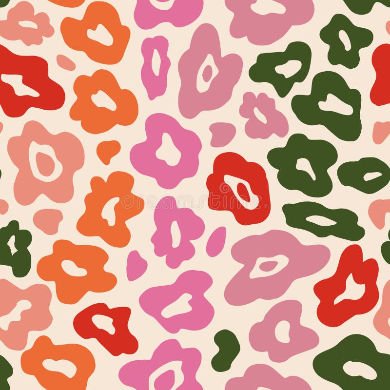 Groovy Contemporary Psychedelic Flowers or Animal Leopard Pattern ...