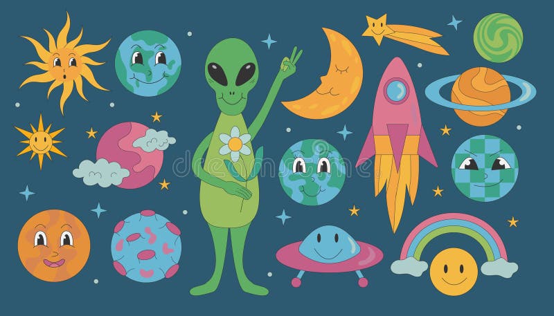 Groovy Different Planets Stock Illustrations – 6 Groovy Different ...