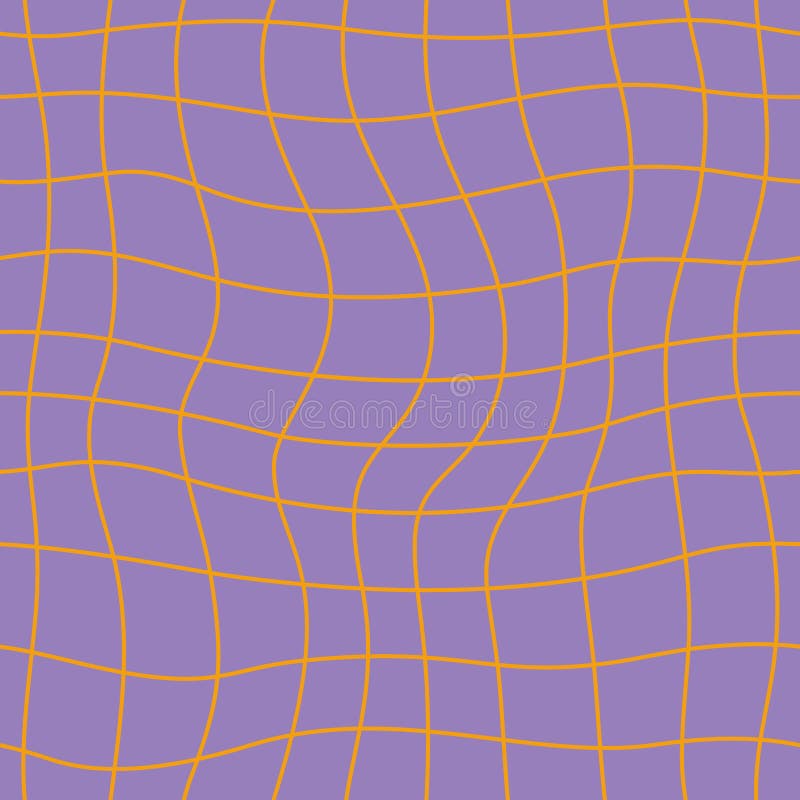 Groovy Distorted Checkerboard Seamless Pattern. Purple Orange ...