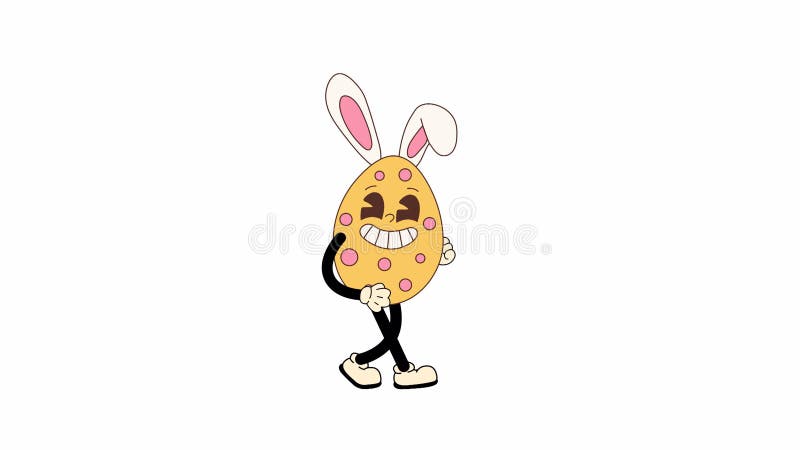 Groovy Easter Egg Bunny with Colorful Retro Design, Walking in a ...