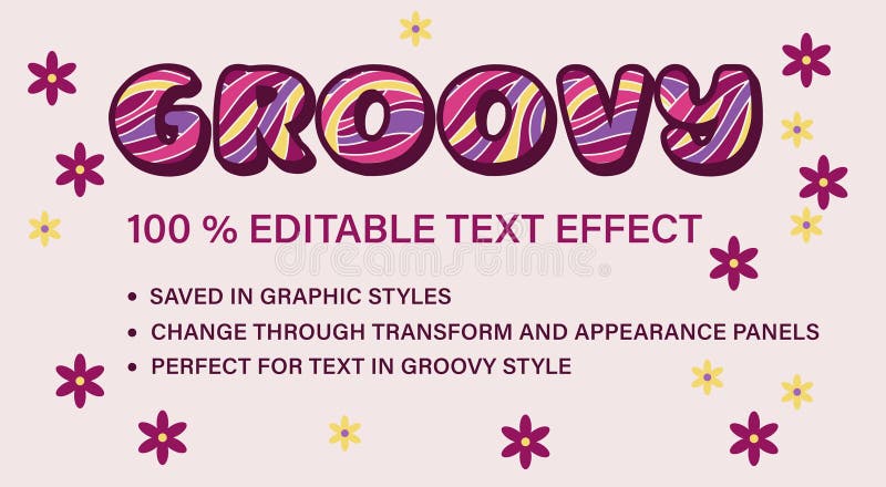 Groovy Editable Text Effect in Vintage Style Stock Vector ...