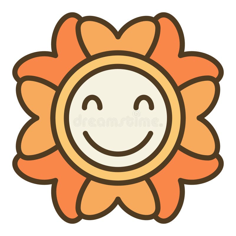 Groovy Happy Flower Vector Colored Icon or Design Element Stock Vector ...