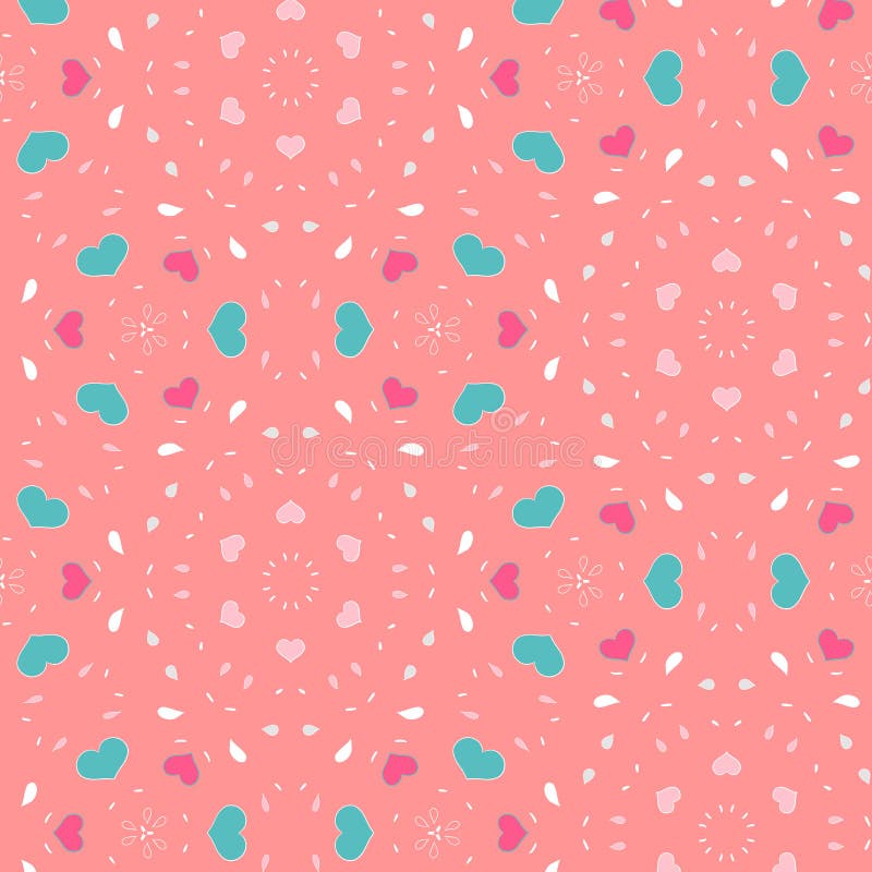 Groovy Hearts Seamless Pattern. Psychedelic Distorted Vector Background ...