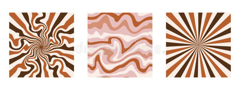 Groovy Hippie Retro Patterns. Waves, Swirl Twirl Stock Vector ...