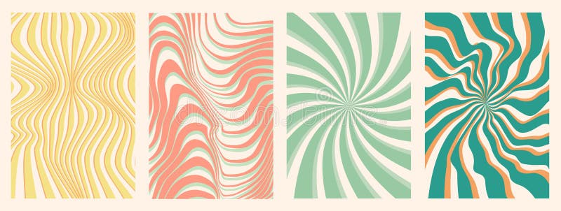 Groovy Hippie 70s Backgrounds. Waves, Swirl, Twirl Pattern Stock Vector ...