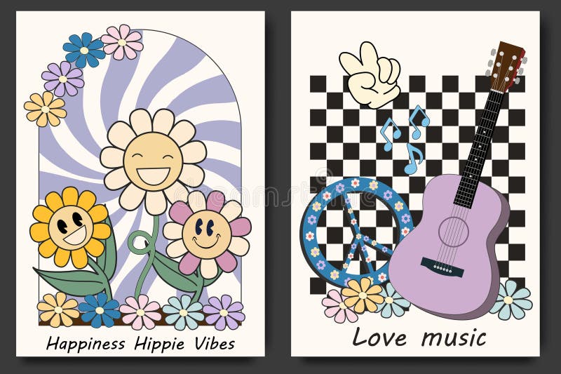 Groovy Hippie 70s Posters Love Music. Groovy Hippie 70s Posters, Retro ...