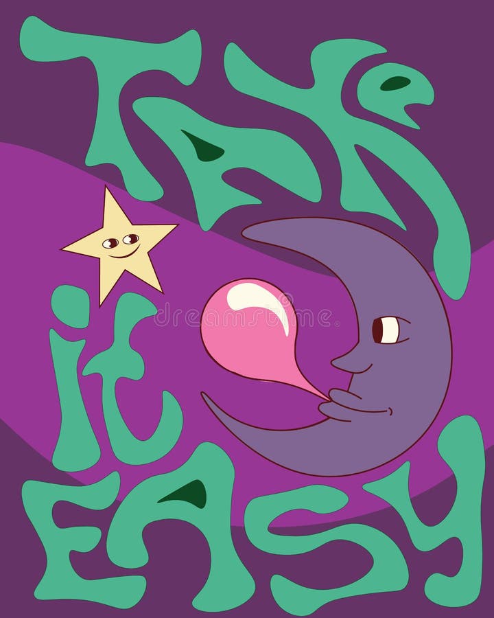 Groovy moon take it easy stock vector. Illustration of rounded - 269244815