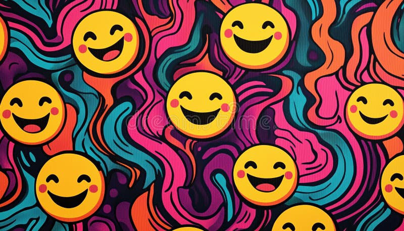 Groovy Pattern Featuring Melting Smiley Faces Inspired by 1970s ...