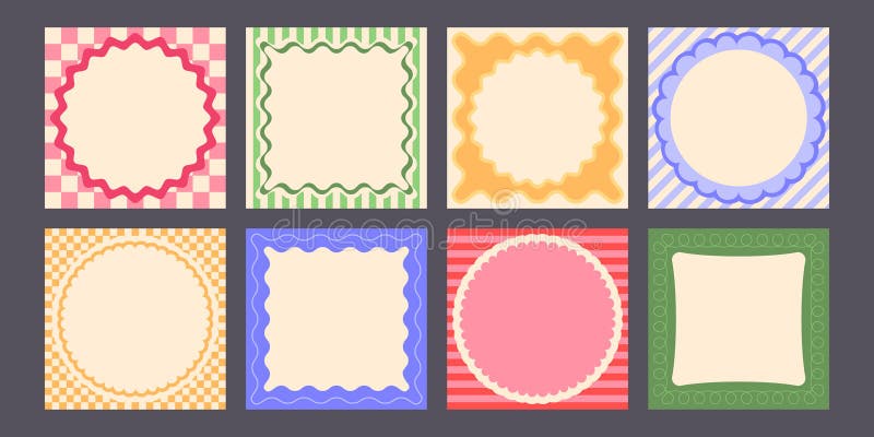 Groovy Patterned Border Frames Set Stock Illustration - Illustration of ...