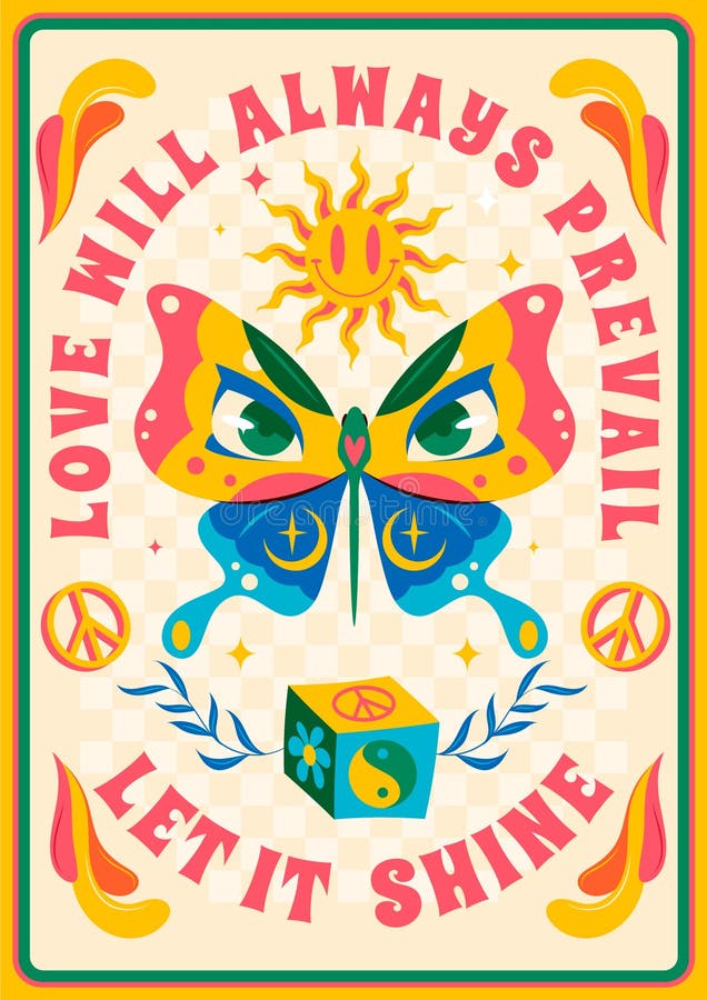 Groovy Poster in Flat Design Stock Illustration - Illustration of ...