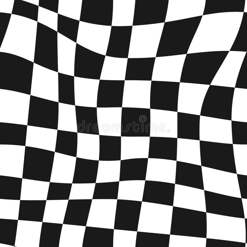 Groovy Psychedelic Wavy Chessboard Seamless Pattern. Hippie Twisted ...