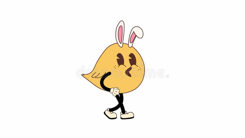 Groovy Retro Chick with Easter Bunny Ears, Walking in a Seamless Loop ...