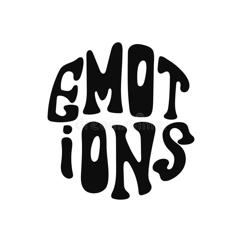 Groovy Retro Emotions Typography Design with Bold Black Letters Stock ...