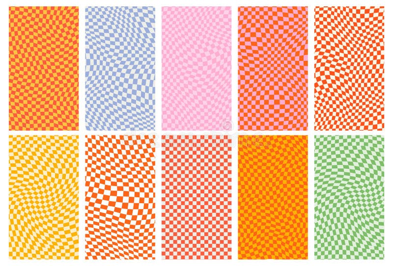 Groovy Retro Pattern Background in Psychedelic Checkered Backdrop Style ...
