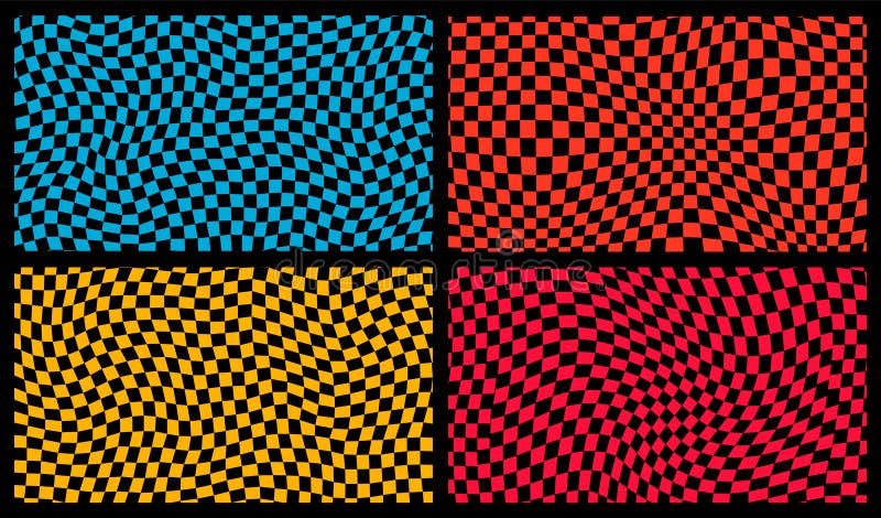 Groovy Retro Pattern Background in Psychedelic Checkered Backdrop Style ...