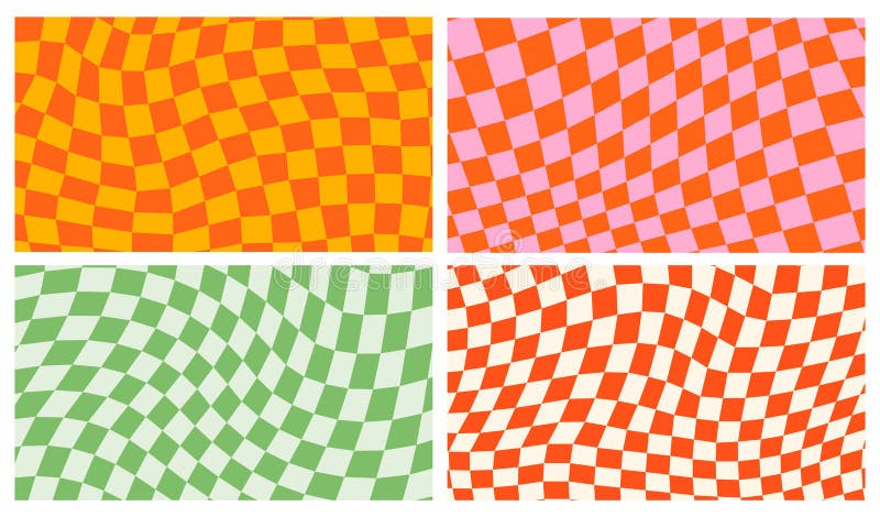 Groovy Retro Pattern Background in Psychedelic Checkered Backdrop Style ...