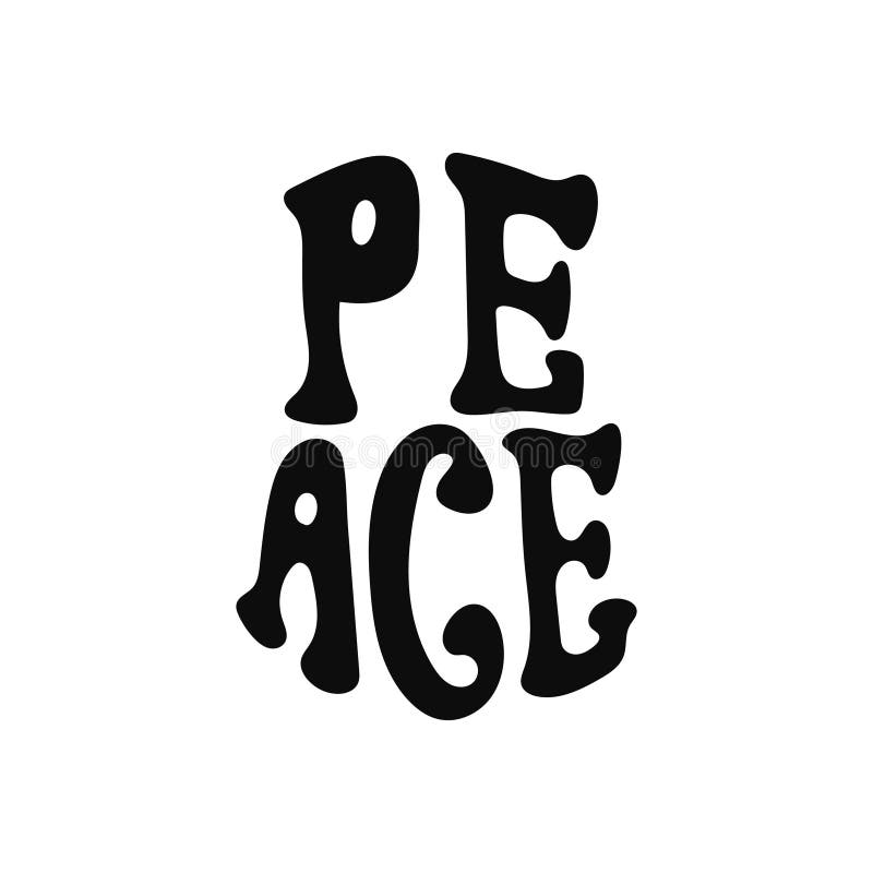 Groovy Retro Peace Typography in Black and White with Psychedelic ...