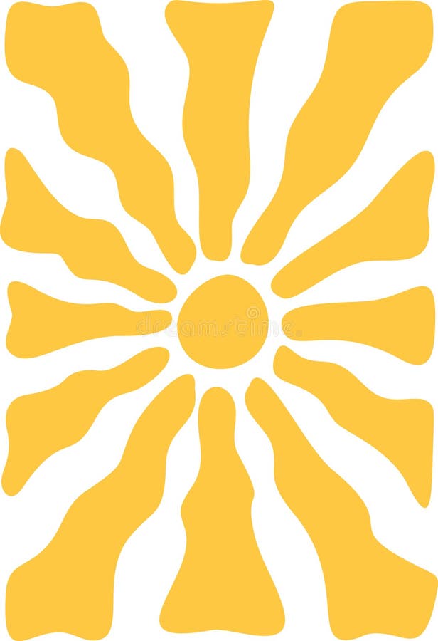 Groovy Retro Sun Rays Burst Stock Vector - Illustration of yellow ...