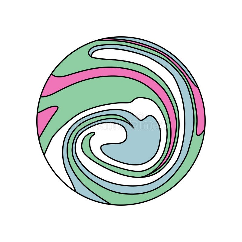 Groovy Round Sticker with Psychedelic Hypnotic Spiral Pattern Stock ...