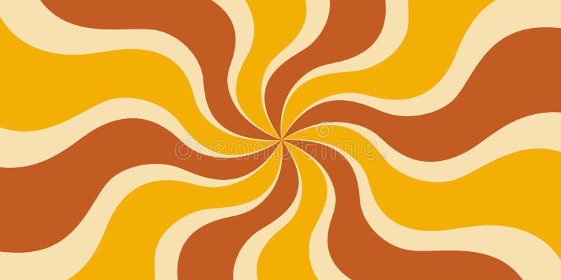 Groovy 70s, 60s Background with Twisted Sunburst. Vector Illustration ...