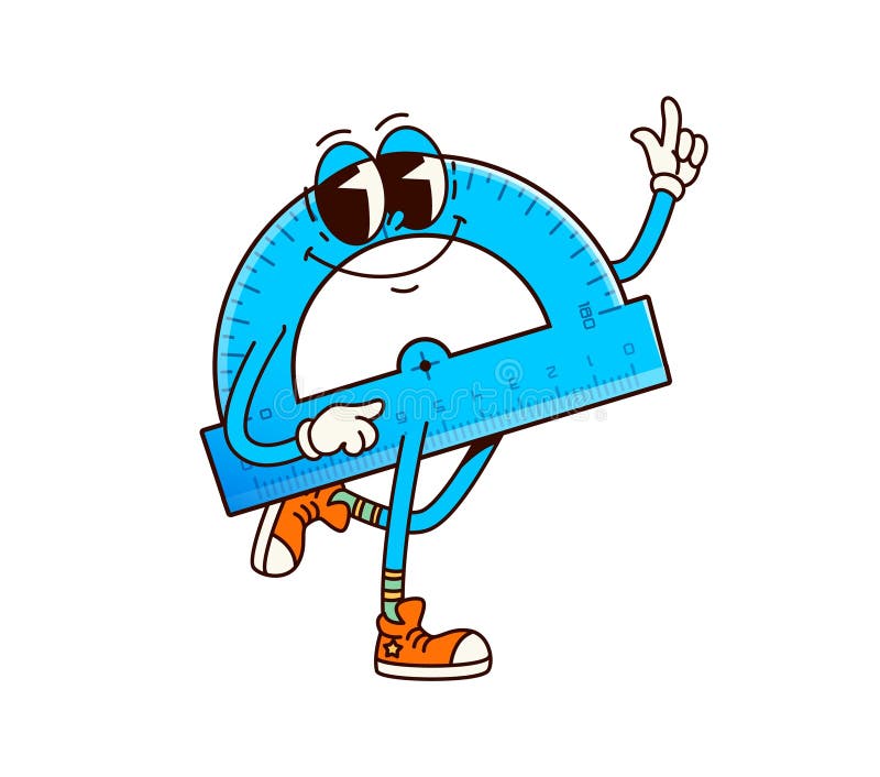 Groovy School Protractor Measuring Tool Character Stock Vector ...