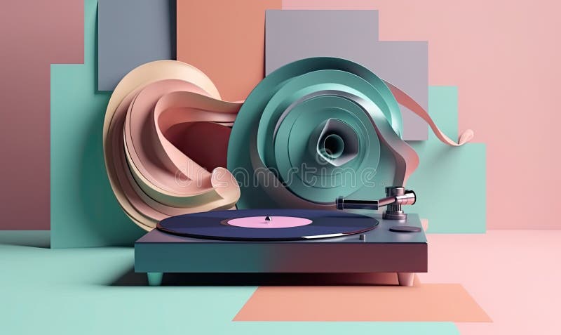 Groovy Sounds Abstract Vinyl Player on Pastel Gradient Backdrop ...