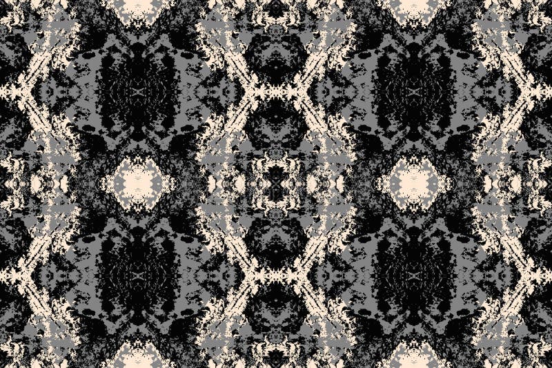 Vintage Distressed Psychedelic Damask Black Vector Pattern Stock ...