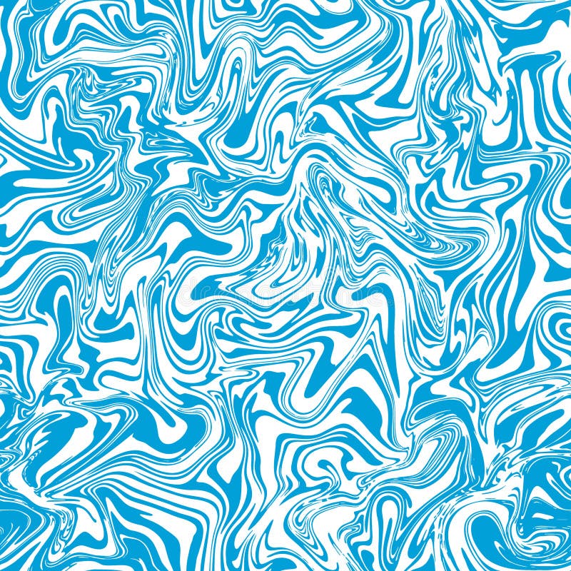 Groovy Swirl Vector Seamless Pattern. Blue Wavy Background in ...