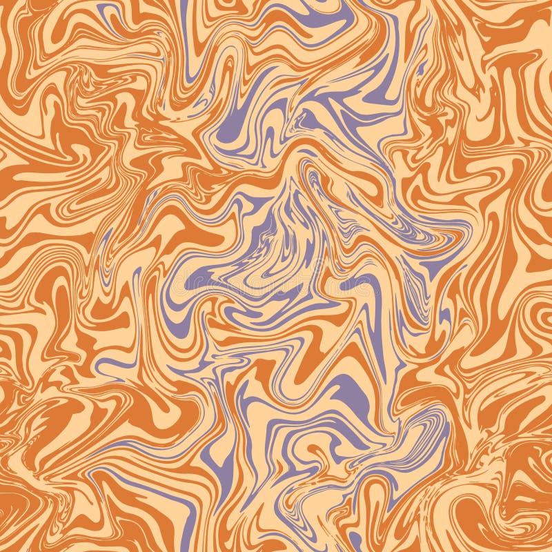 Groovy Swirl Vector Seamless Pattern. Orange and Purple Wavy Background ...