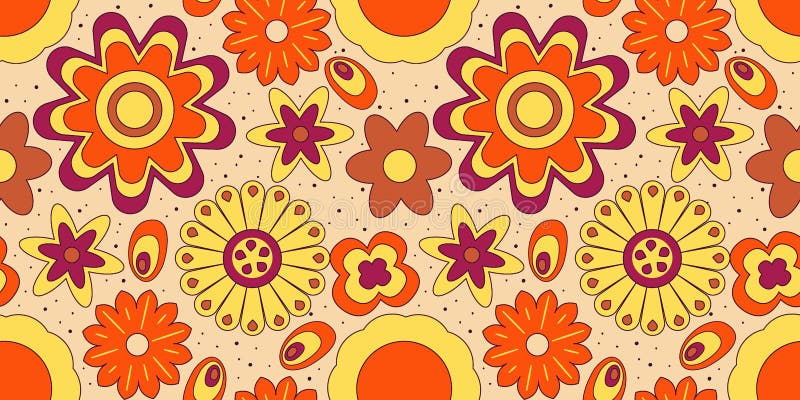 Groovy Y2k Retro Seamless Pattern with Flower. Retro Vector ...