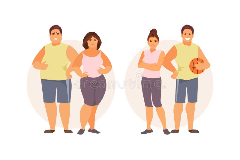 Homme mince et gros illustration de vecteur. Illustration du isolement ...