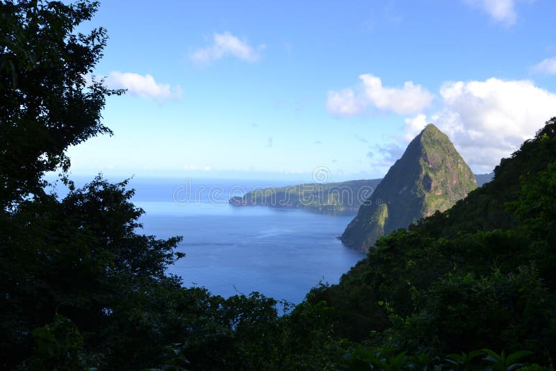 Pitons of St. Lucia stock image. Image of seascape, mountains - 15309621