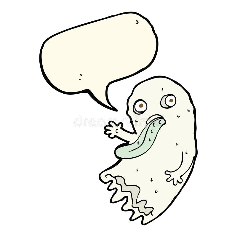 Gross Cartoon Ghost with Speech Bubble Stock Illustration ...