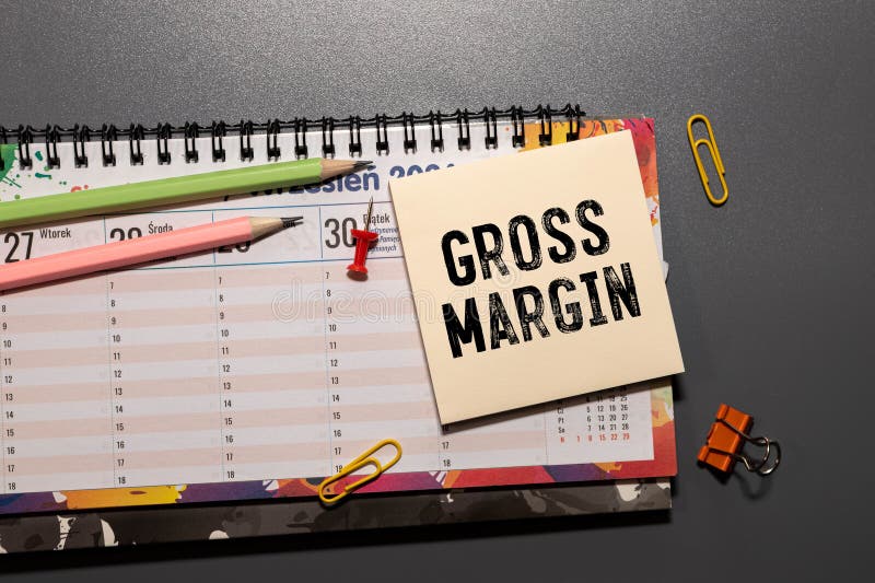 Gross Margin Text White Paper Light Background Charts Stock Photos ...