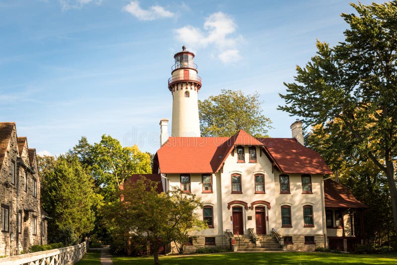 Grosse Point Lighthouse stock photo. Image of michigan - 87459414