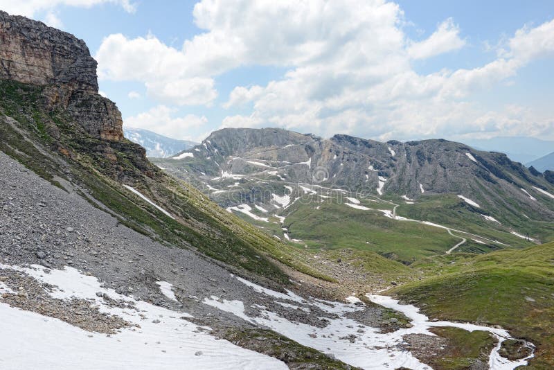 Grossglocker Mountain Area with Snow in Summer Time Stock Image - Image ...