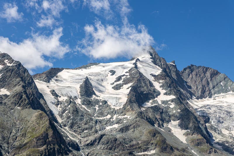 The Grossglockner Mountain Range with Snow on the Peaks and a Blue Sky ...