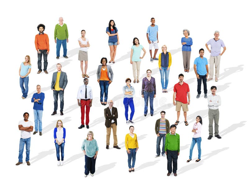 Grote Groep Diverse Multi-etnische Kleurrijke Mensen Stock Afbeelding ...