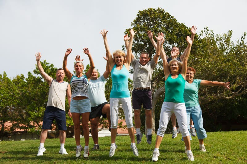 Grote Groep Springende Mensen. Stock Afbeelding - Image of blauw ...