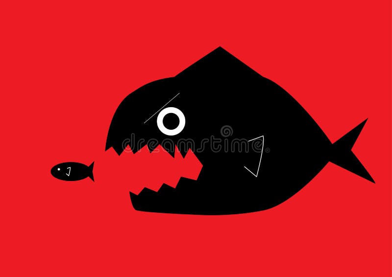 Grote Vis Eet Kleine Vissen Vector Illustratie - Illustration of jacht ...