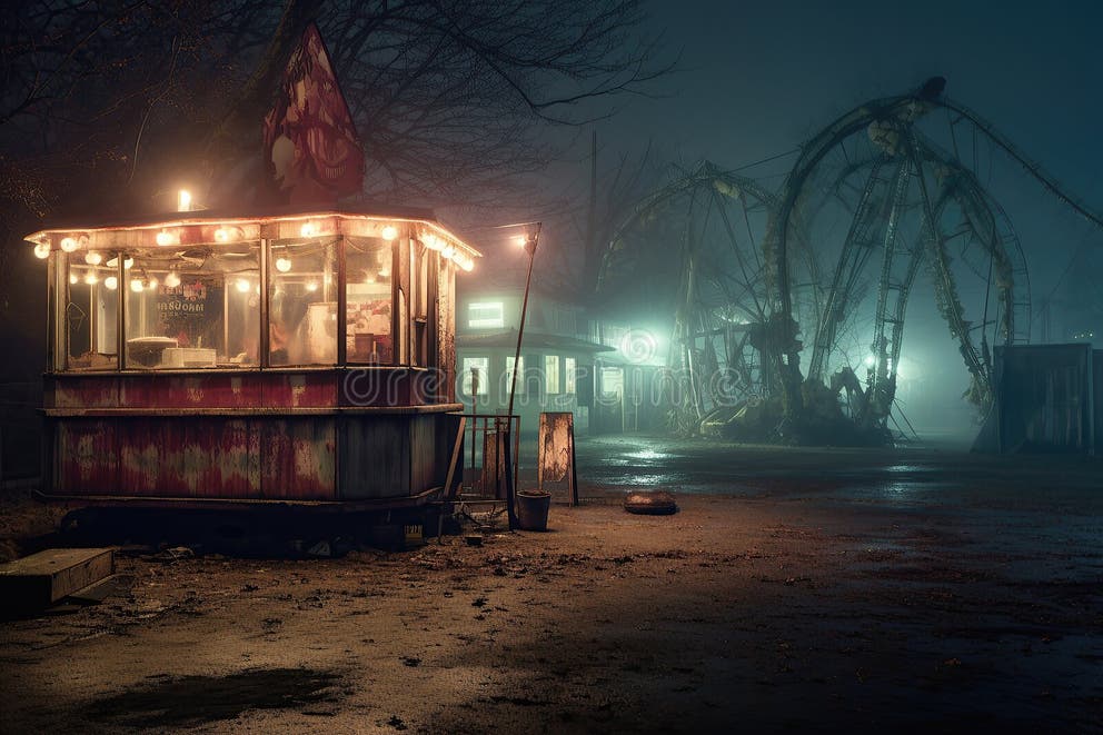 Grotesque Abandoned Fairground Stock Illustration - Illustration of ...