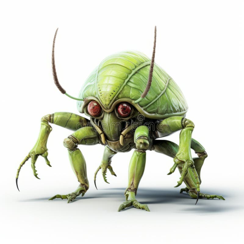 Grotesque 3d Illustration of a Green Bug with Multiple Eyes and ...