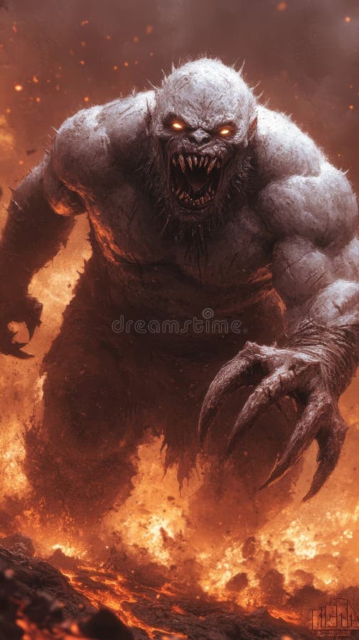 Grotesque Demon with Sharp Fangs and Jagged Claws Emerges Stock ...