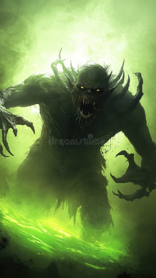 Grotesque Demon with Sharp Fangs and Multiple Arms Stock Illustration ...