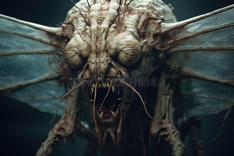 Grotesque Creature on Black Background Stock Illustration ...