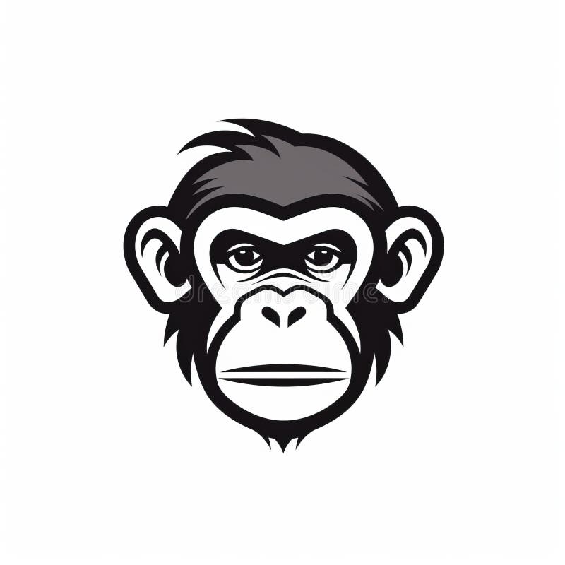 Grotesque Monkey Head Logo Concept in Black and White Stock ...