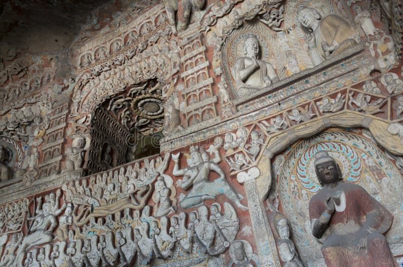 Grotte di Datong Yungang fotografia stock. Immagine di dorato - 57566648