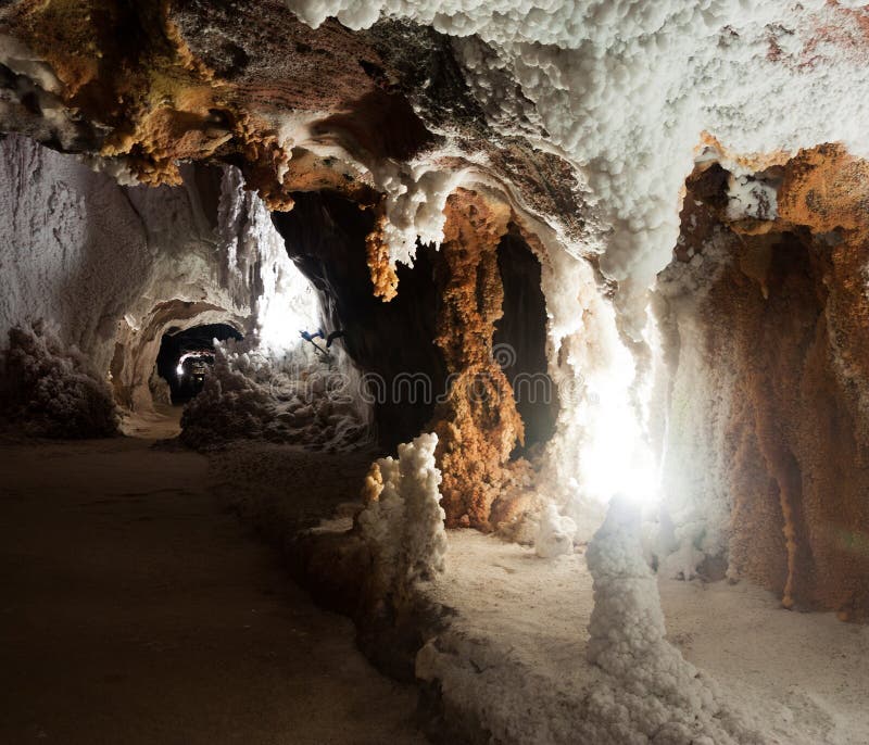 Inside View of Mine with Salty Stalactites Stock Photo - Image of ...