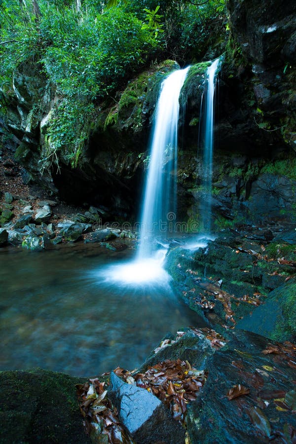 Grotto Falls in Great Smoky Mountain Stock Image - Image of park ...