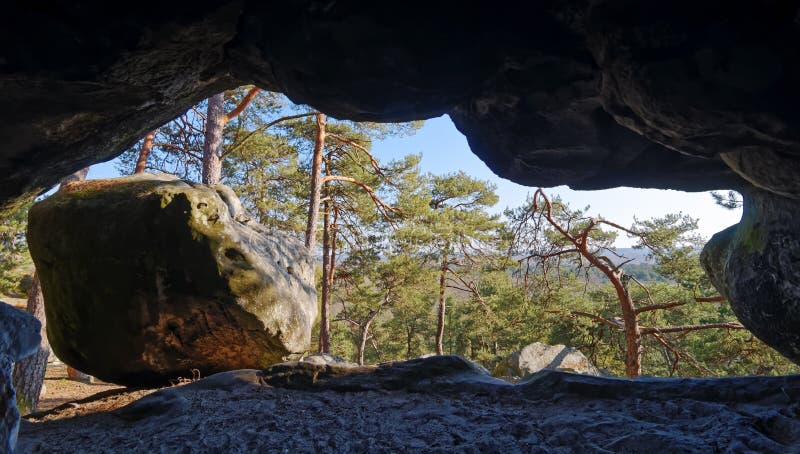 Grotto of Fontainebleau Forest Stock Image - Image of fontainebleau ...